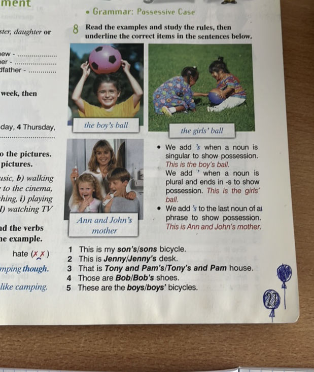 Grammar Possessive Case 8 Read the examples | StudyX