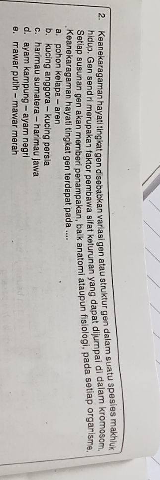 2 Keanekaragaman hayati tingkat gen | StudyX