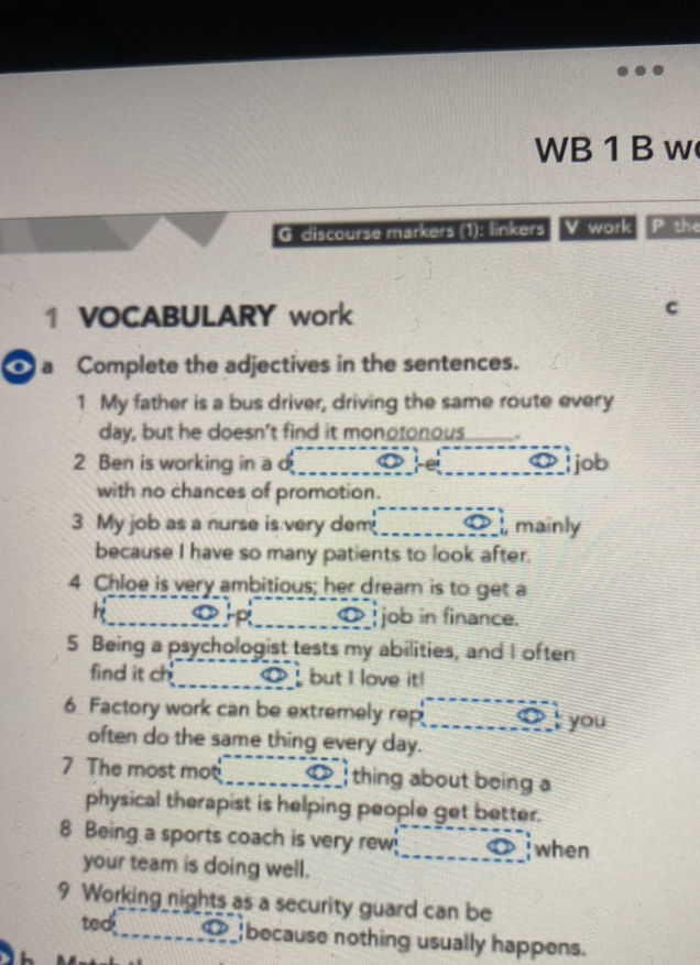 Complete the adjectives in the sentences 1 | StudyX