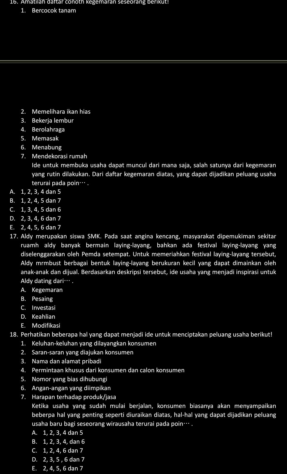 16 Amatilah daftar contoh kegemaran