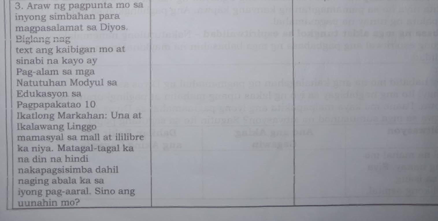 3 Araw ng pagpunta mo sa inyong simbahan | StudyX