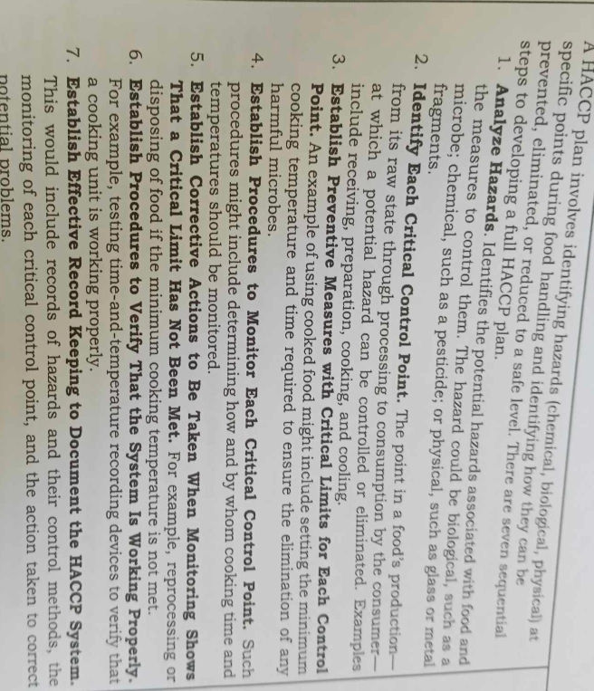 A HACCP plan involves identifying hazards | StudyX