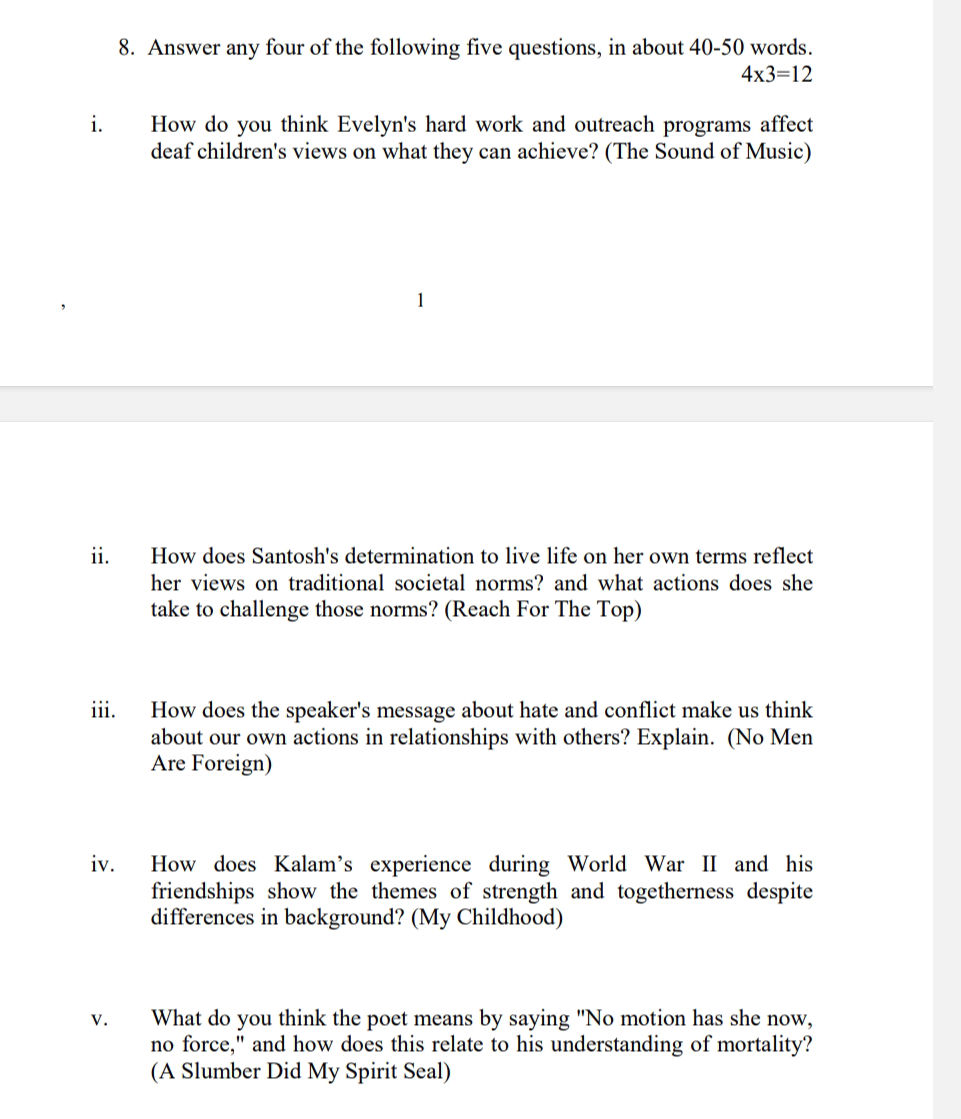 8 Answer any four of the following five | StudyX