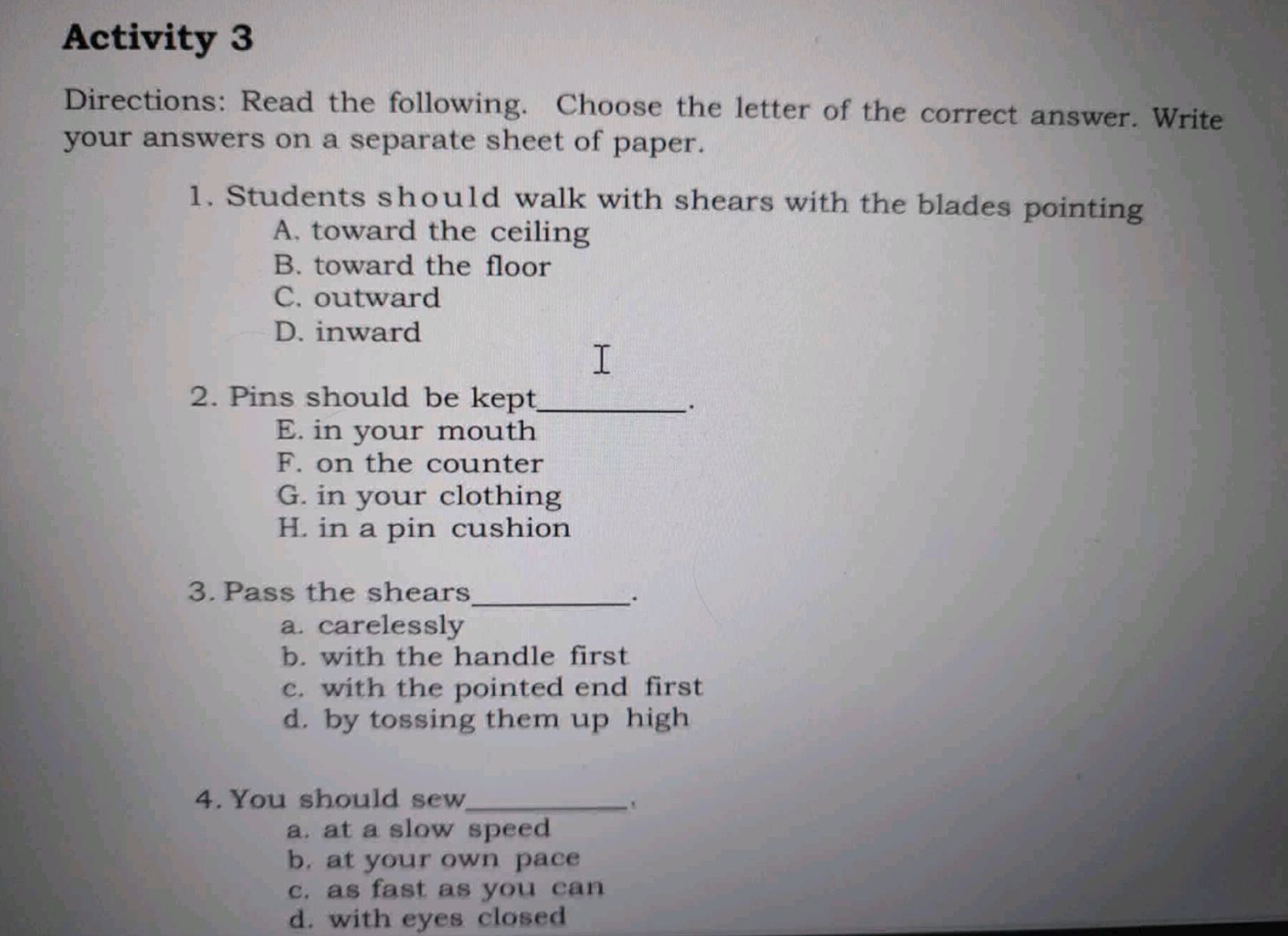 Activity 3 Directions Read the following | StudyX