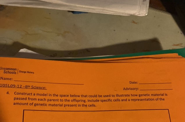 4 Construct a model in the space below that