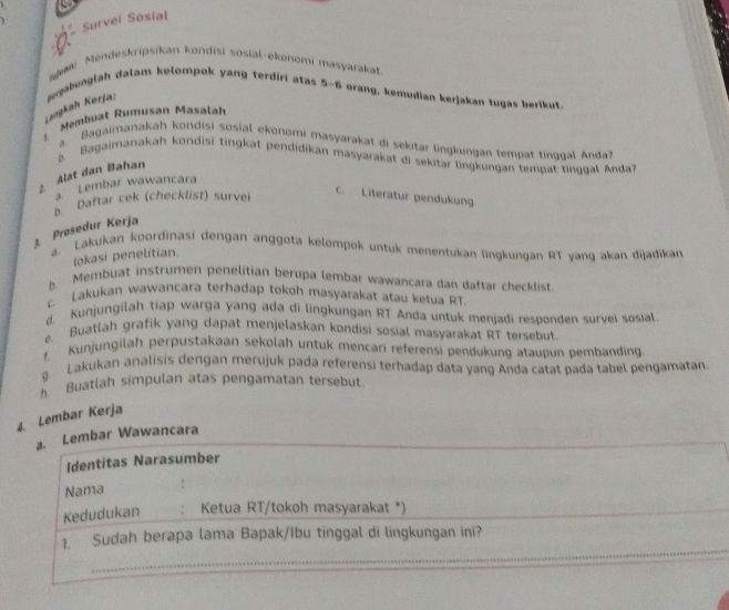 Survel Sosial Mendeskripsikan kondisi sosial | StudyX