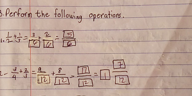 3 Perform the following operations 12 + 13