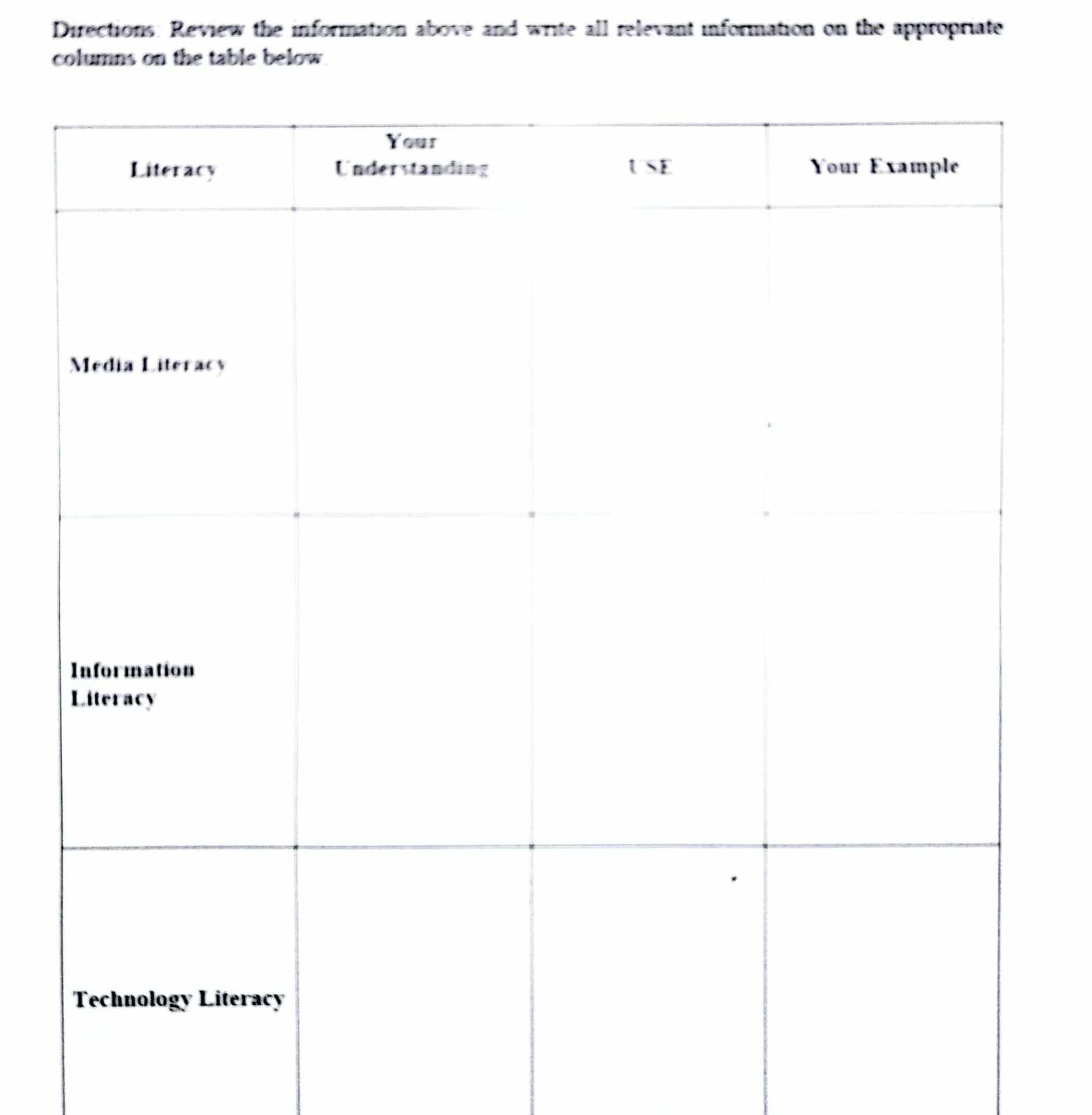 Directions Review the information above and | StudyX