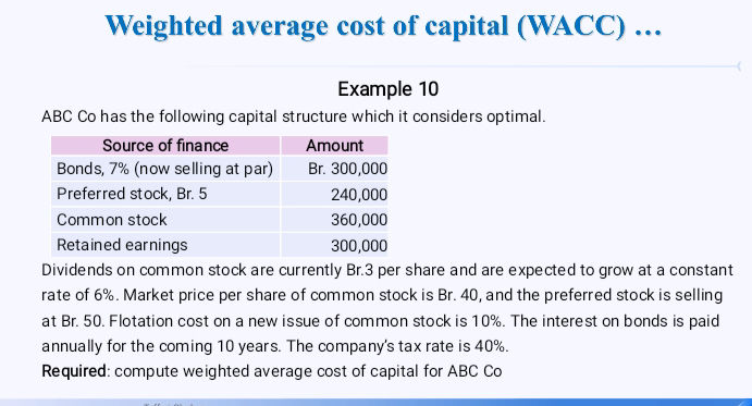 Weighted average cost of capital (WACC) | StudyX