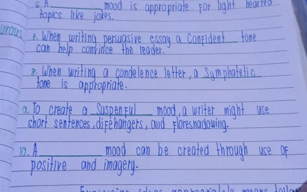 6 A mood is appropriate for light hearted | StudyX