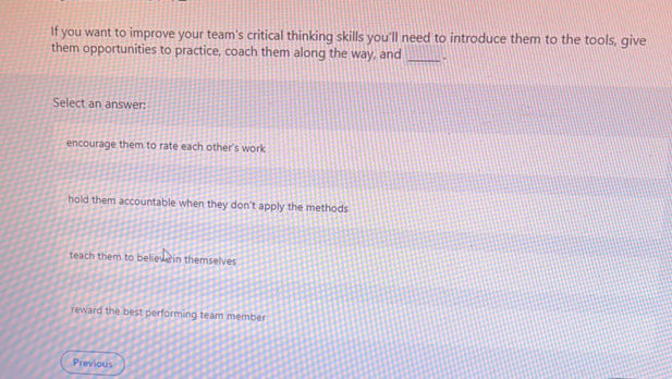 If you want to improve your teams critical