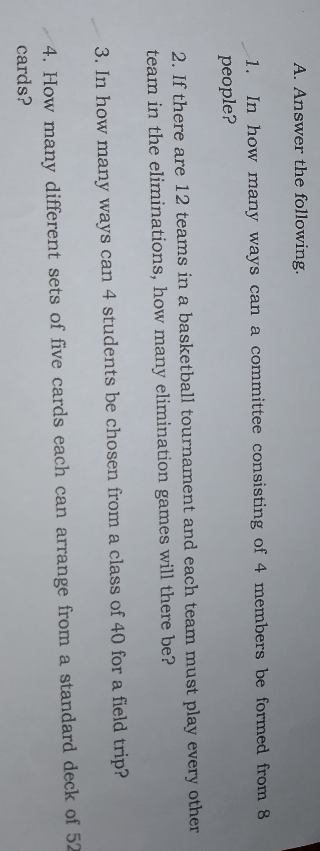A Answer the following 1 In how many ways | StudyX