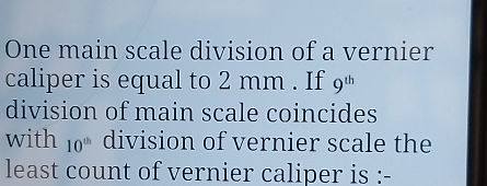 One main scale division of a vernier caliper | StudyX