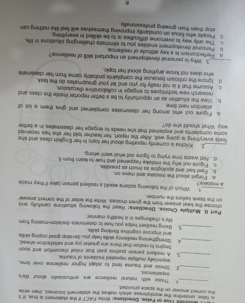 Modified True or False Directions Write FACT | StudyX