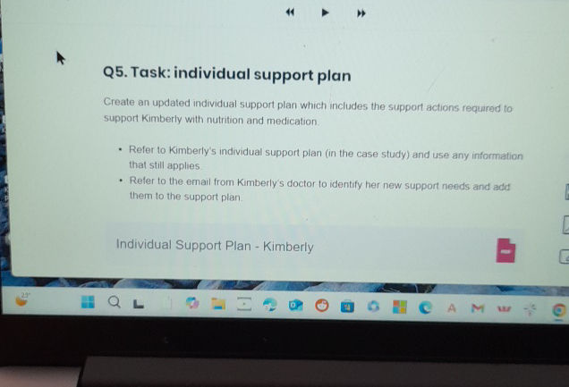 Q5 Task individual support plan Create an | StudyX