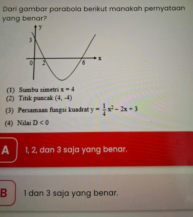 Dari gambar parabola berikut manakah | StudyX