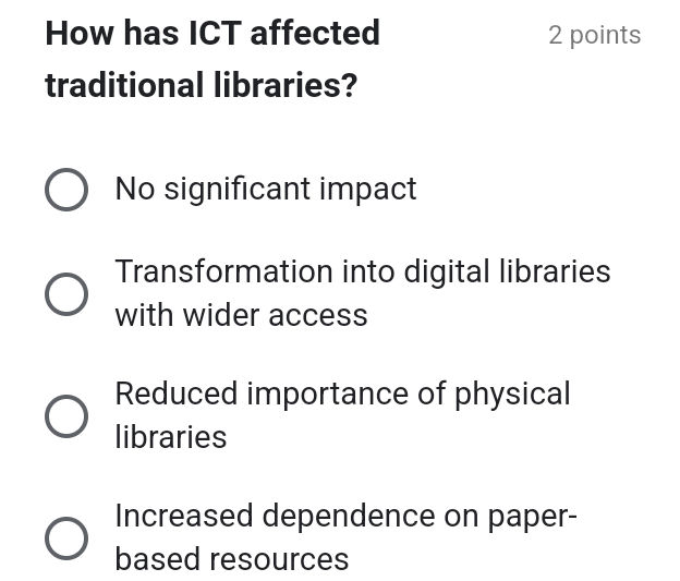 How has ICT affected traditional libraries - | StudyX