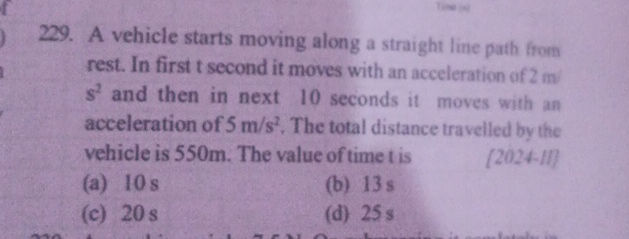 229 A vehicle starts moving along a straight | StudyX