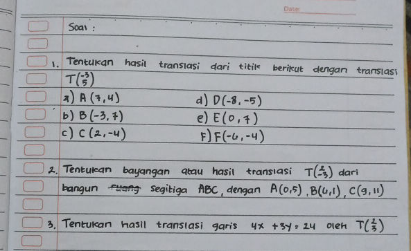 1 Tentukan hasil translasi dari titik | StudyX