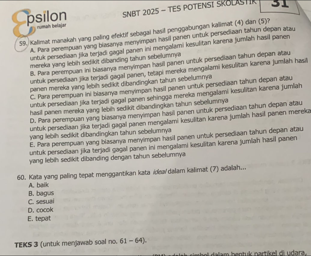 59 Kalimat manakah yang paling efektif | StudyX