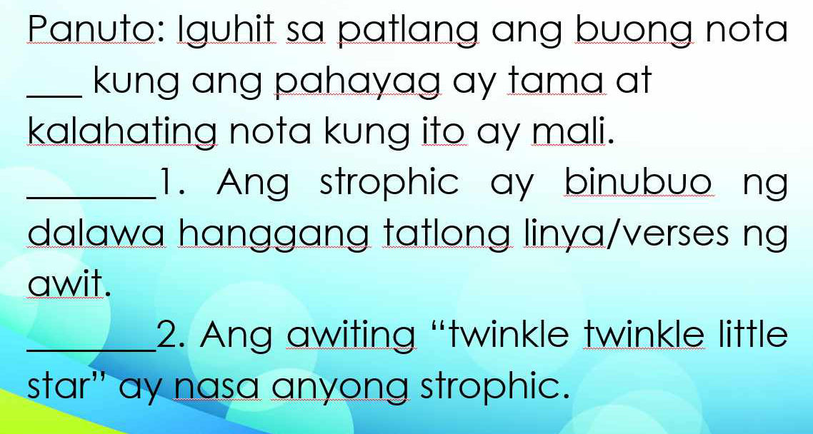 Panuto Iguhit sa patlang ang buong nota kung | StudyX