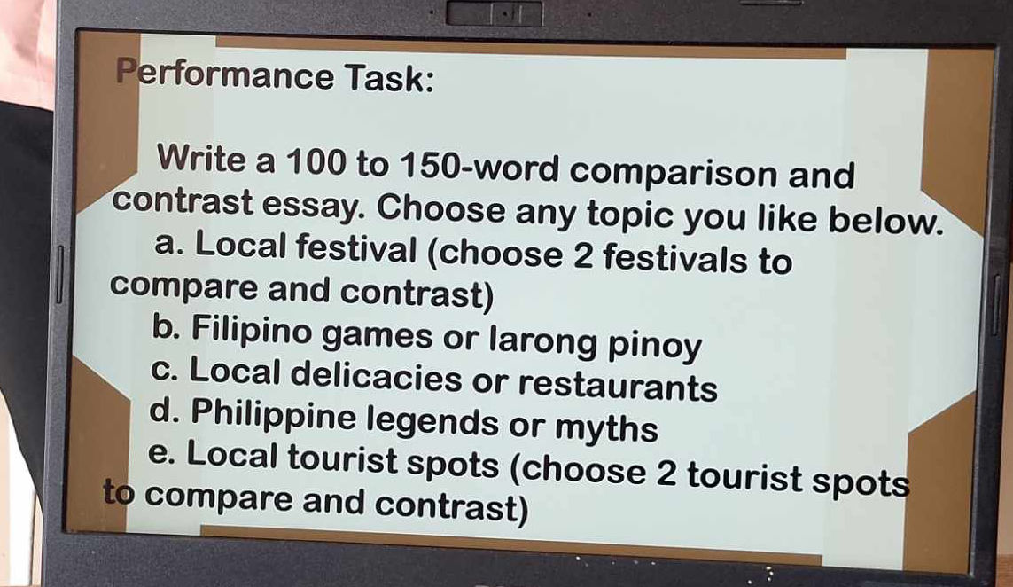 Performance Task Write a 100 to 150-word | StudyX