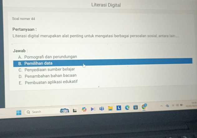 Soal nomer 44 Pertanyaan Literasi digital | StudyX