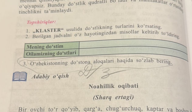 Topshiriqlar 1 KLASTER usulida dostlikning | StudyX