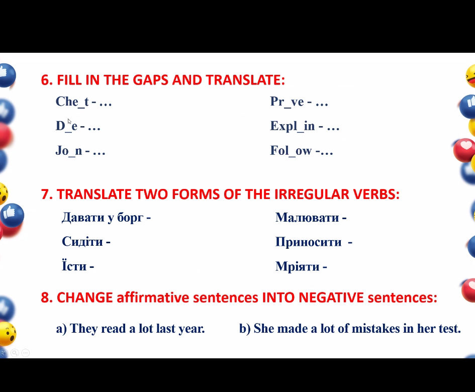 6 FILL IN THE GAPS AND TRANSLATE Chet- Dee- | StudyX
