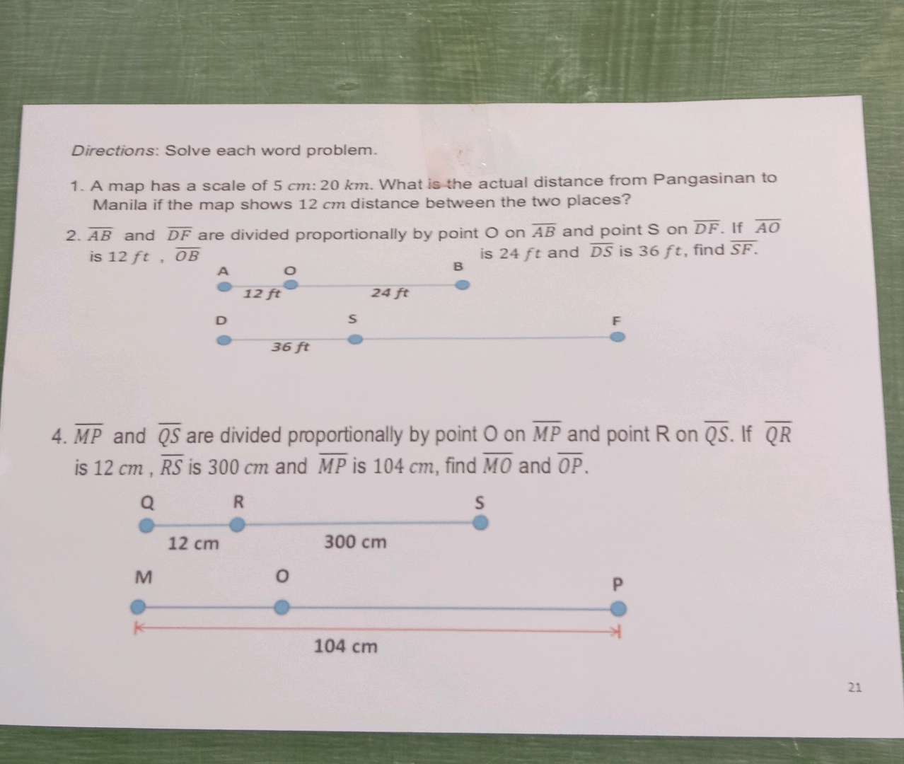 Directions Solve each word problem 1 A map | StudyX