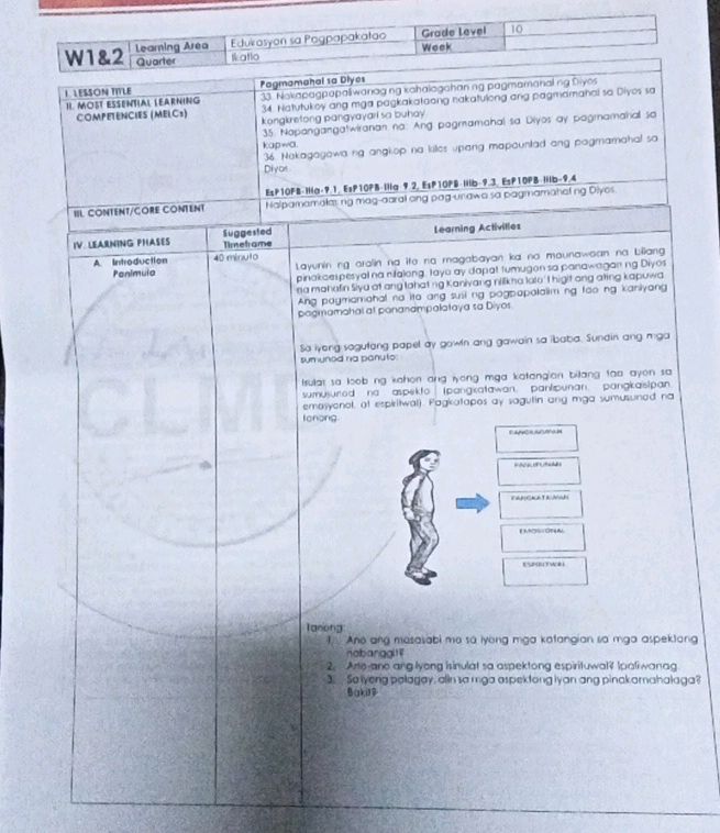 W1 2 Edukasyon sa Pagpapakatao Grade Level | StudyX