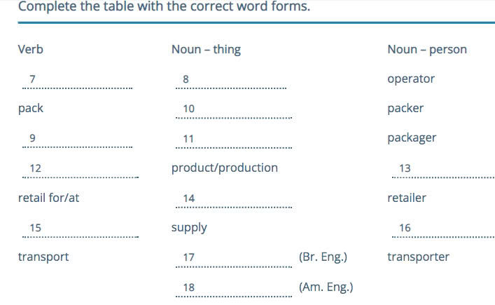 Complete the table with the correct word | StudyX