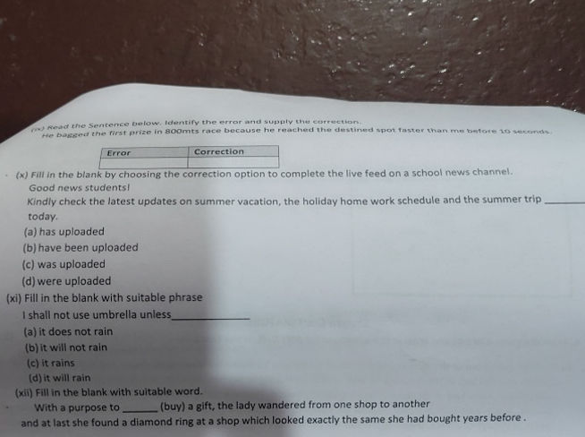 Read the Sentence below Identify the error | StudyX