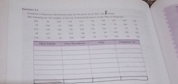 Exercise 21 Construct a frequency | StudyX