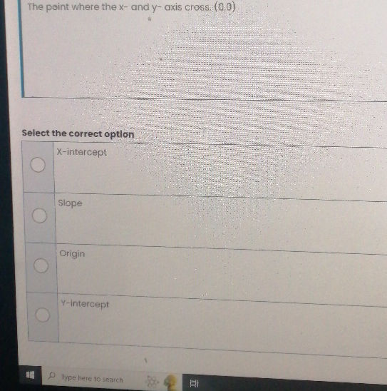 The point where the x- and y-axis cross (00) | StudyX