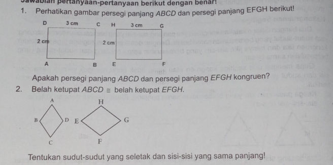 1 Perhatikan gambar persegi panjang ABCD dan | StudyX