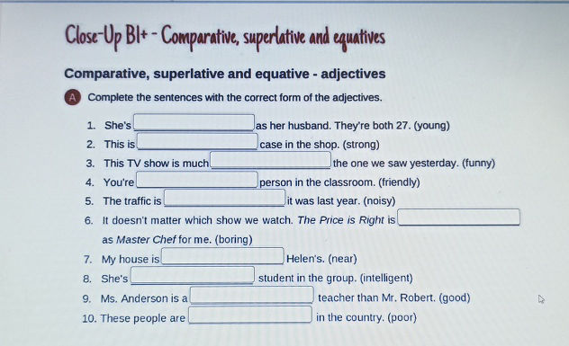 Close-Up Bl+- Comparative superlative and | StudyX