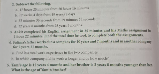 2 Subtract the following a 17 hours 25 | StudyX