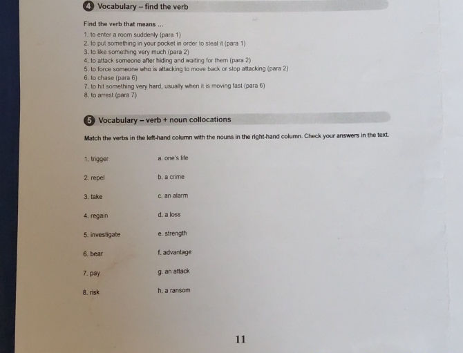 4 Vocabulary - find the verb Find the verb