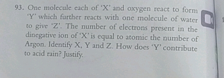93 One molecule each of X and oxygen react | StudyX