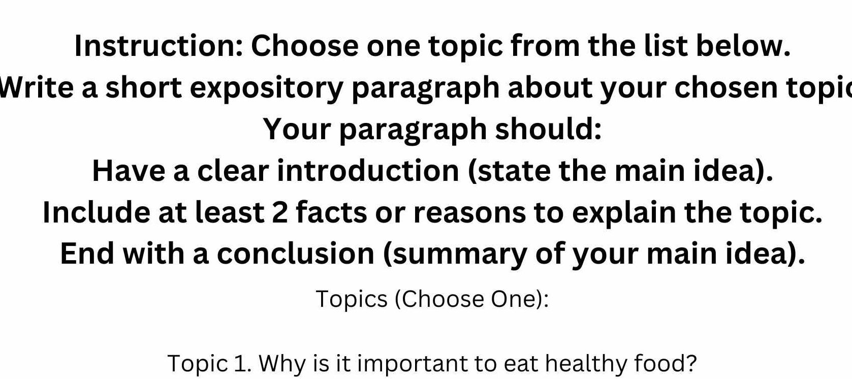 Instruction Choose one topic from the list | StudyX