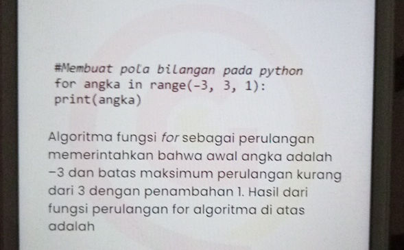Membuat pola bilangan pada python for angka | StudyX