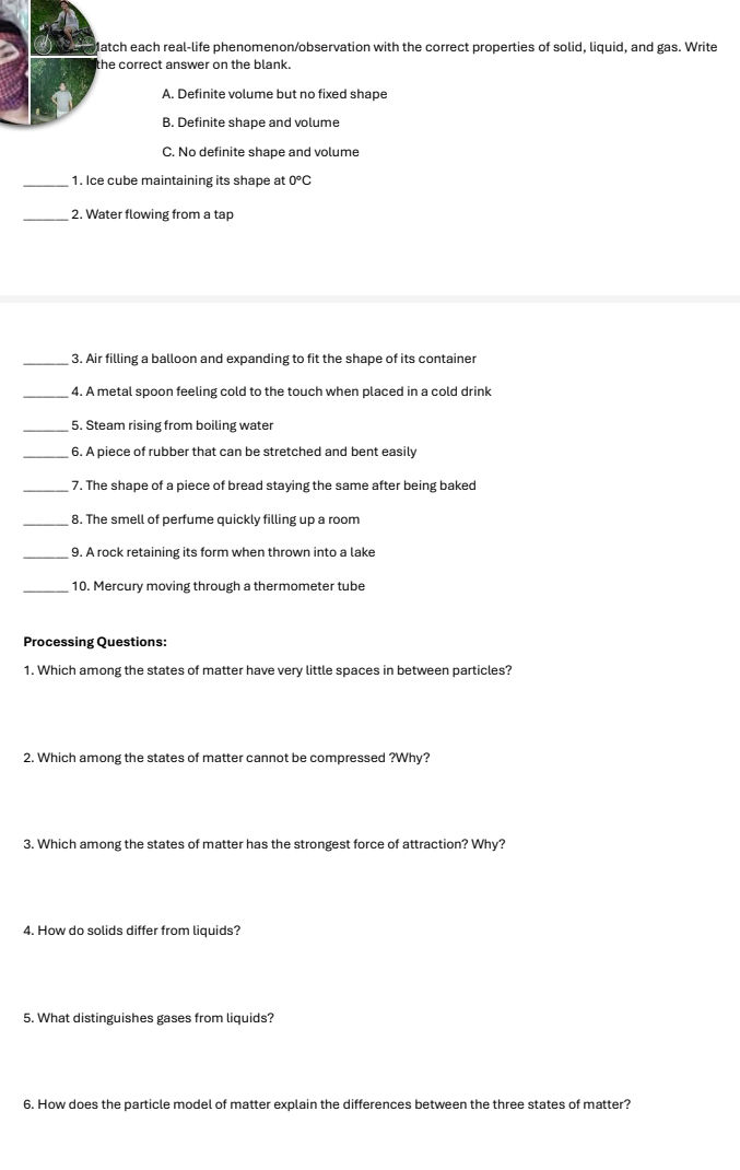 Match each real-life phenomenon/observation | StudyX