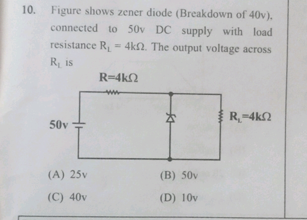 10 Figure shows zener diode (Breakdown of | StudyX