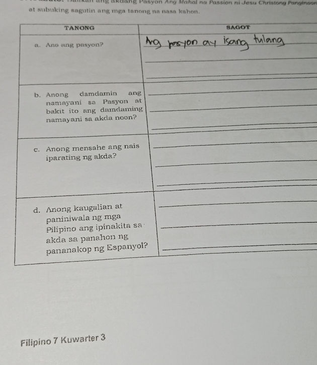 TANONG a Ano ang pasyon SAGOT Ang pasyon ay | StudyX