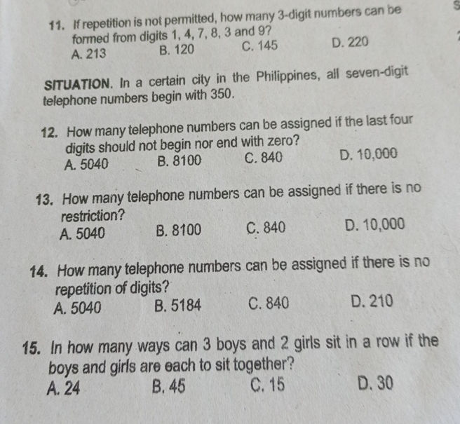 11 If repetition is not permitted how many | StudyX