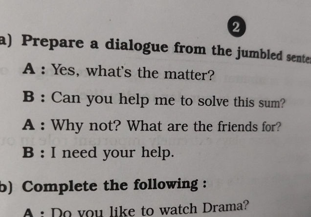 a) Prepare a dialogue from the jumbled | StudyX