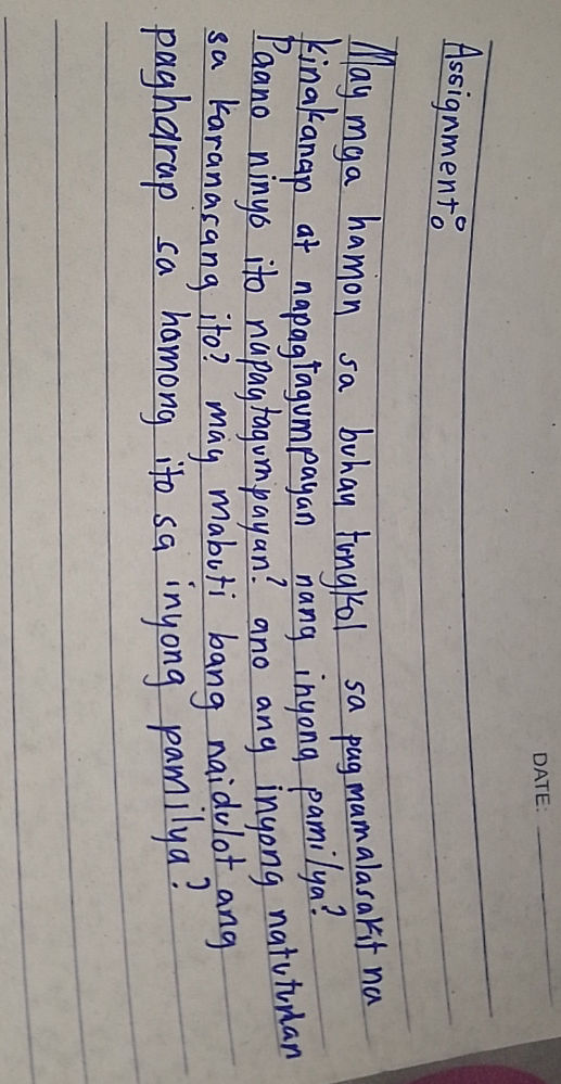 Assignment May mga hamon sa buhay tungkol sa | StudyX