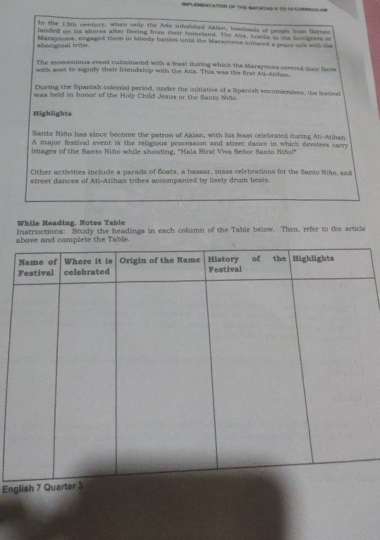 IMPLEMENTATION OF THE MATATAG TO TE | StudyX
