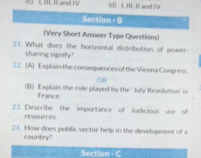 Section-B (Very Short Answer Type Questions) | StudyX